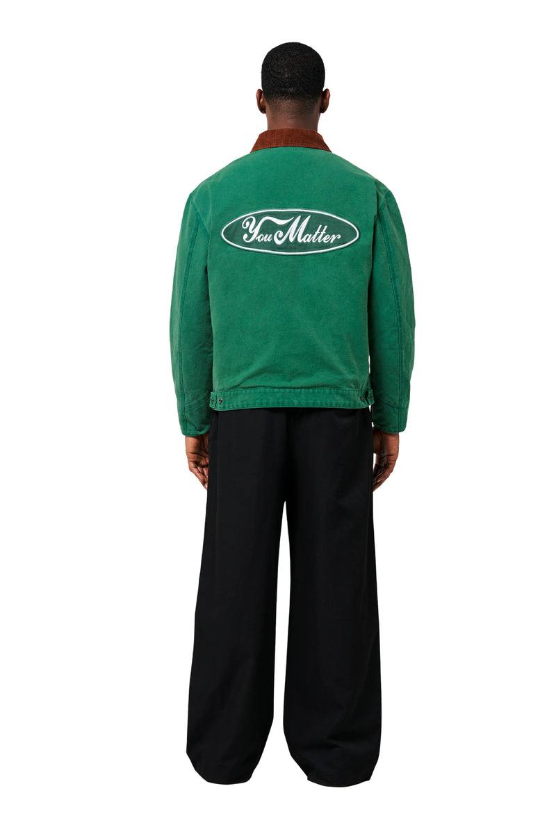 You Matter Blue Collar Jacket - Forest Green
